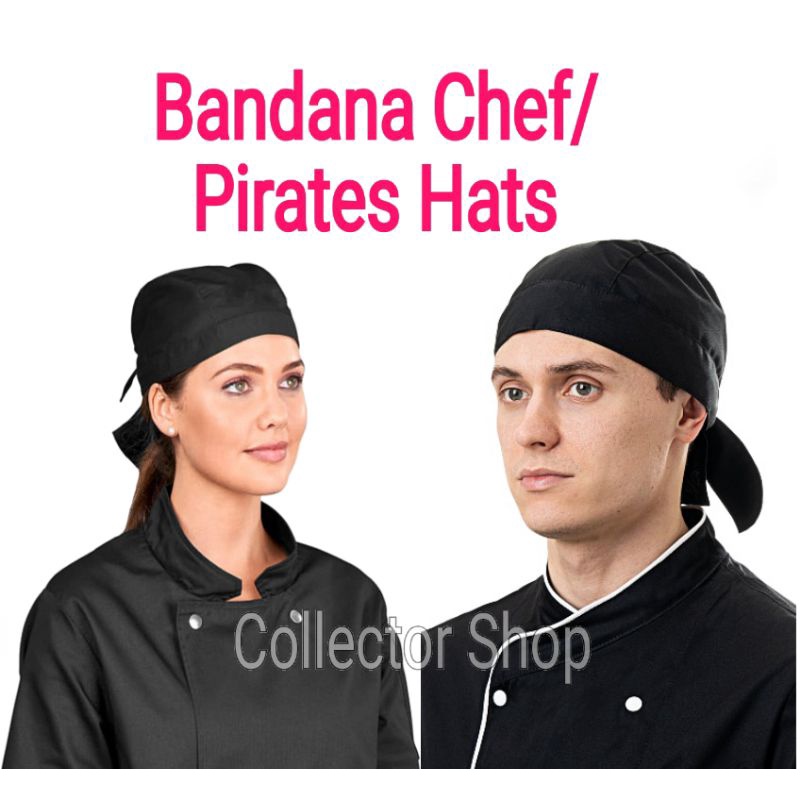 Bandana Chef hats Pirates Professional Cap kitchen hat topi | Shopee ...