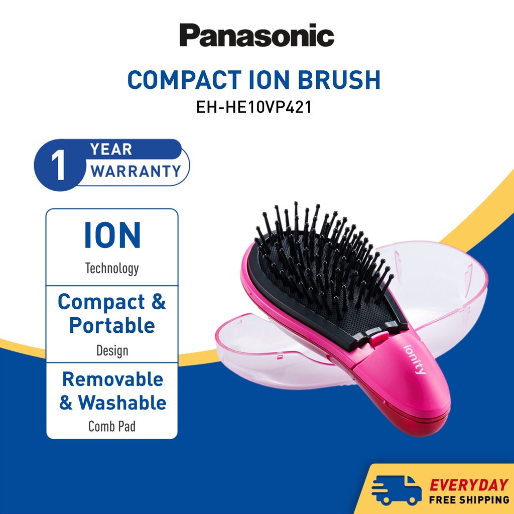 Panasonic Eh-He10 Travel Compact Ion Frizz-Free Hair Brush Hygiene ...