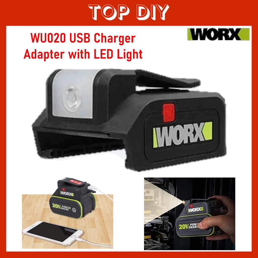 WORX WU020 20V CORDLESS USB & CHARGER ADAPTOR WITH LED | Shopee Malaysia