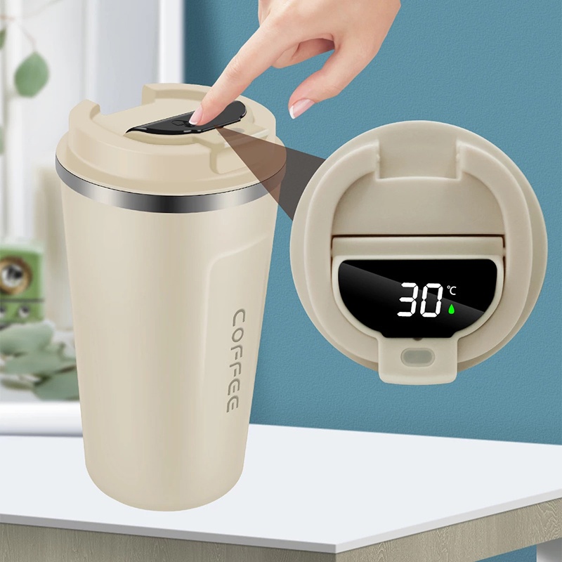 510ML Portable Coffee Mug Stainless Steel LED Temperature Display ...