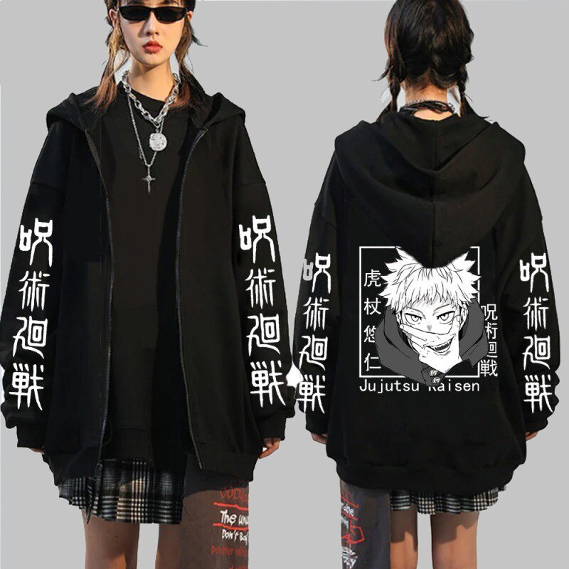 Anime Zipper Jujutsu Kaisen Mens Hoodie Coat Hoody Jacket Streetwear ...