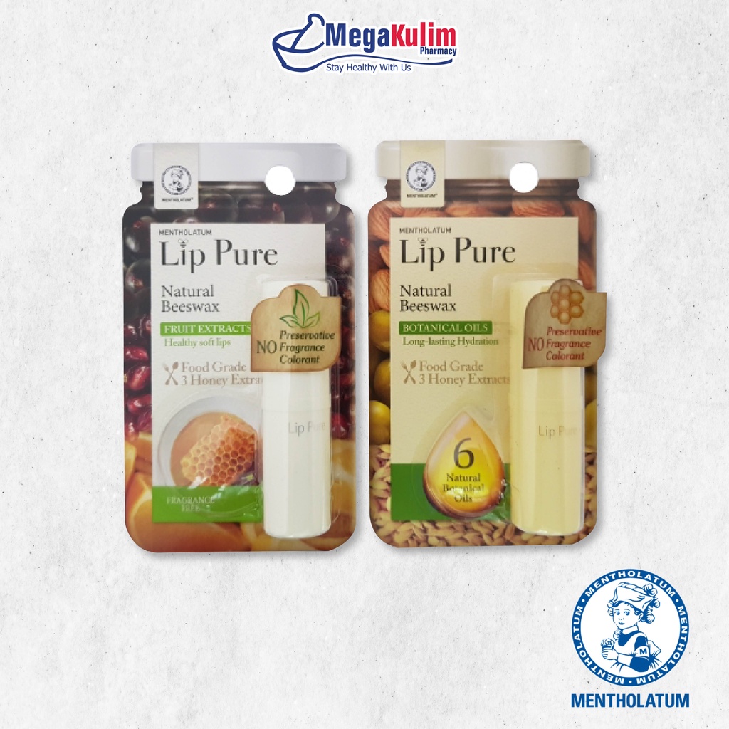 Mentholatum Lip Pure Lip Balm Natural Beeswax 4g | Shopee Malaysia