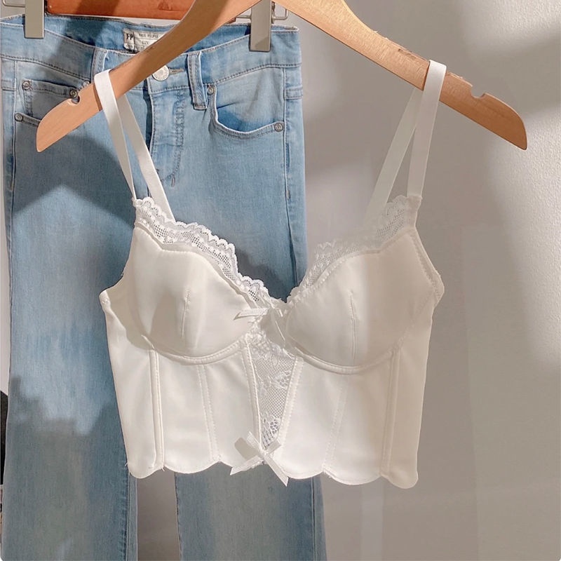 French Sexy Woman Bra Fishbone Corset Can Wear Outer Thin Style Push Up ...