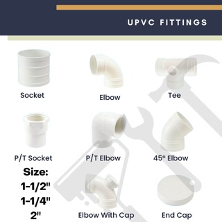 1-1/2", 1-1/4", 2" UPVC Fittings | Paip Putih | P/T Socket, Elbow, Tee ...