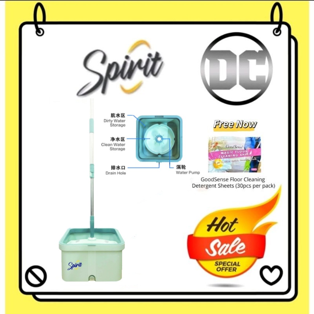SPIRIT - Dream Mop Clean & Dirty Water Separation Bucket with Hand-Free ...