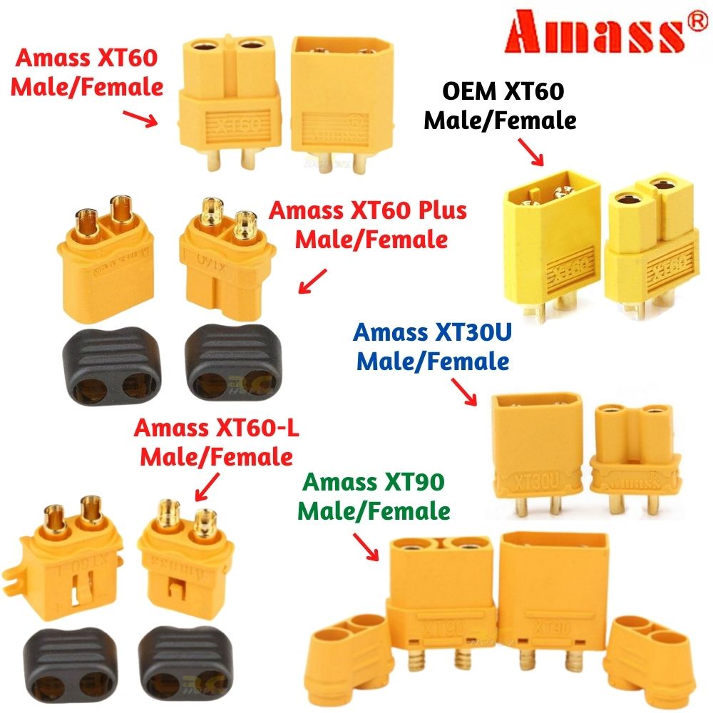 1pc Amass/OEM XT30U/XT60/XT60-L/XT60 Plus/XT90 (Optional) Male Female Connector For Battery ...
