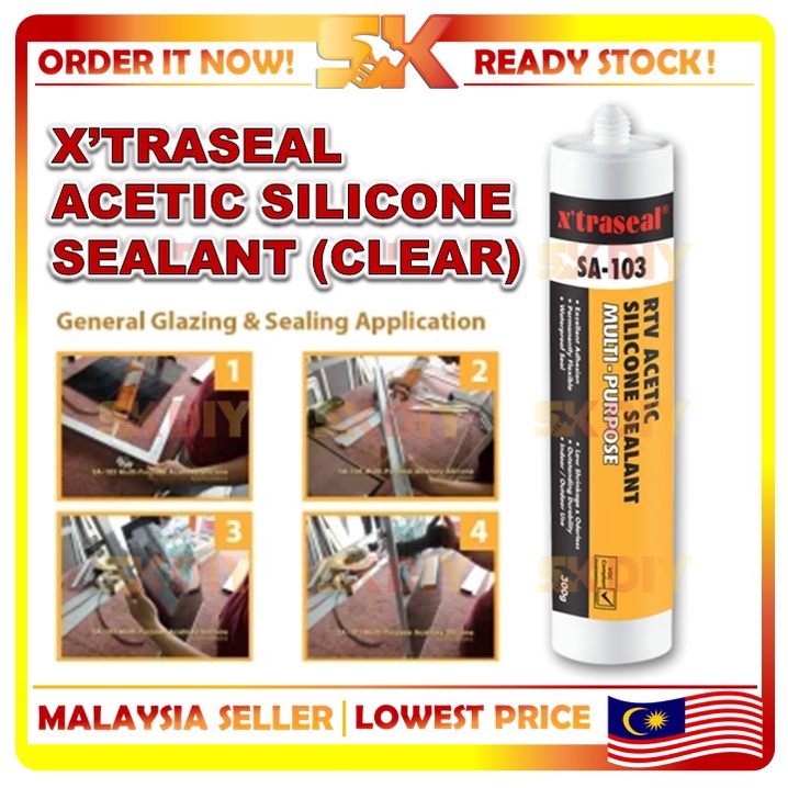 X'TRASEAL SA-103 MULTI-PURPOSE ACETIC SILICONE SEALANT ( CLEAR ) ( READY STOCK !! ) | Shopee ...