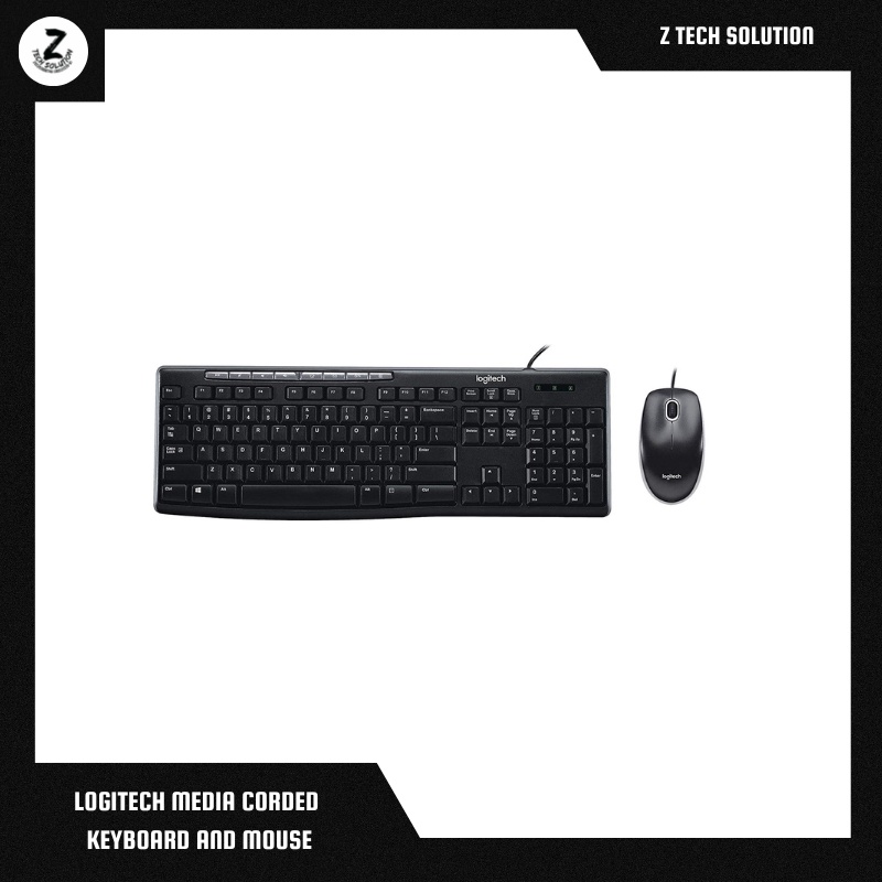 Logitech Mk200 Corded Keyboard And Mouse Combo With Media Keys Plug