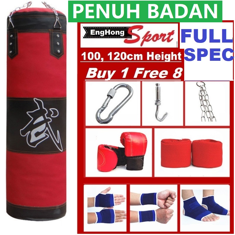 FULL Boxing Punching Bag PENUH (80cm, 100cm, 120cm), Filled UP Boxing ...