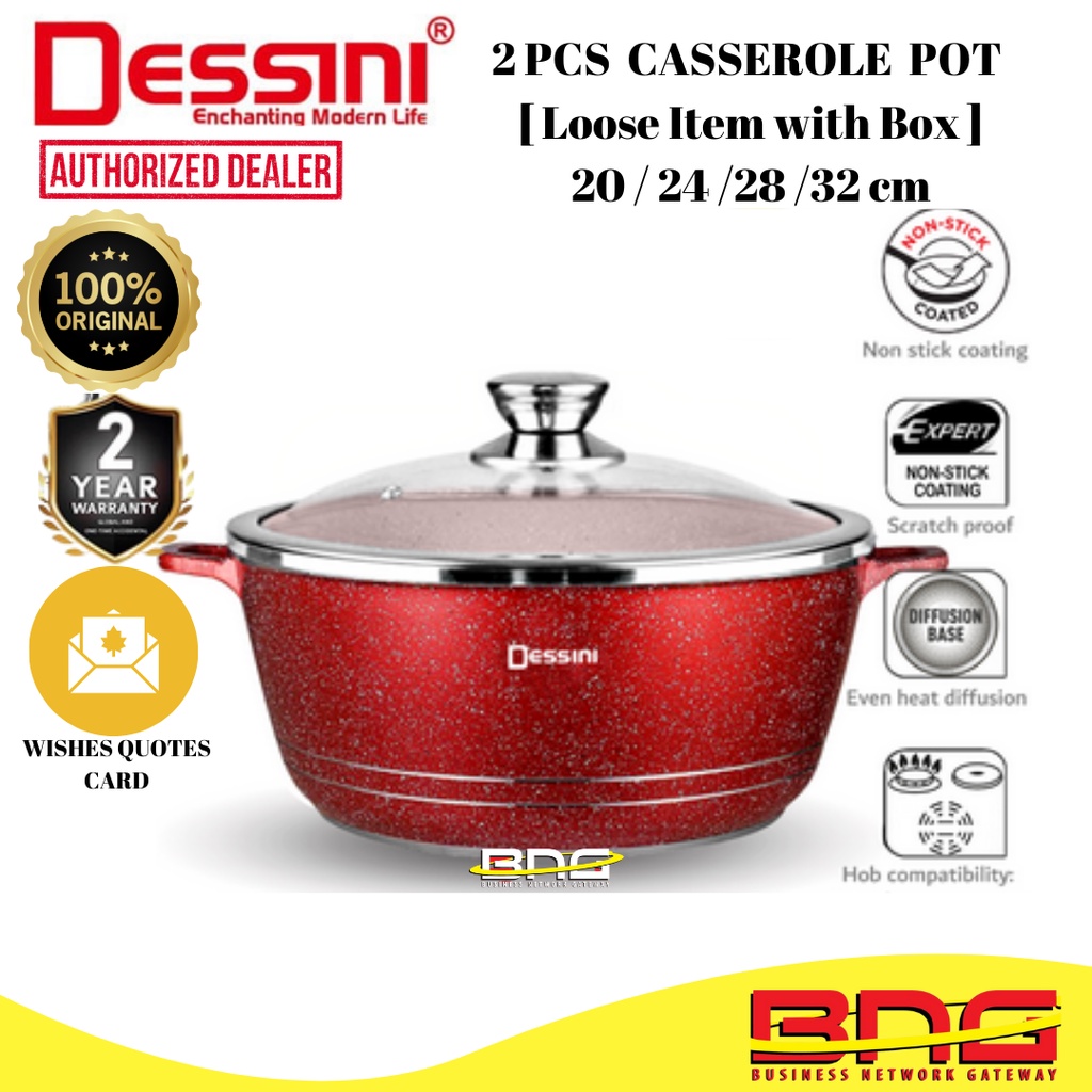 DESSINI Cookware Loose Items Casserole Non Stick Pot Bowl Pan with ...