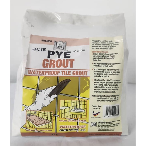 PYE GROUT WATERPROOF TILE GROUT 1KG (WHITE) | Shopee Malaysia