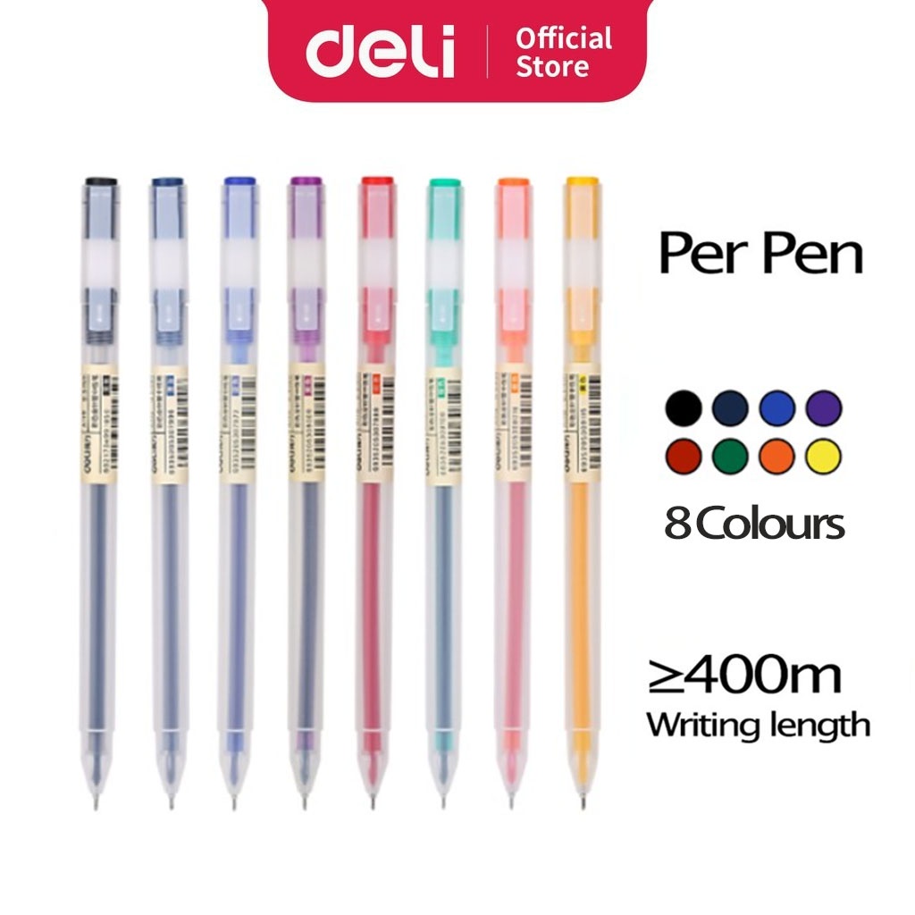 Deli Pen A119 Gel Pen Colorful Smooth Writing 8 Color Ink Pens ...