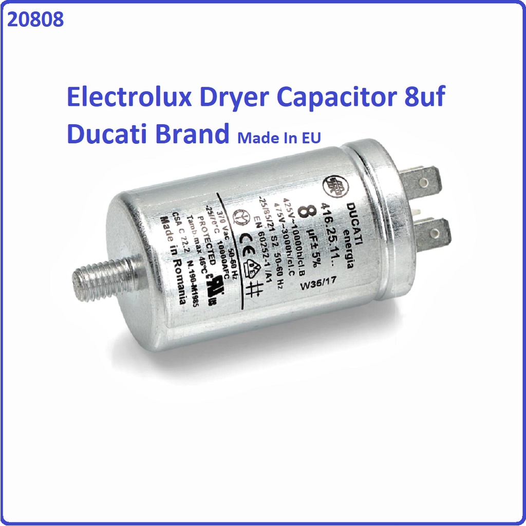 Electrolux Dryer 8uf Capacitor EDV6552 / EDV7051 / EDV7552 / EDV600 ...