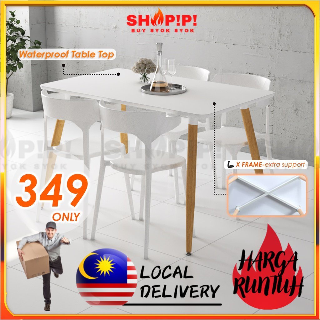 Shopipi 1+4 Eames Dining Table Set kayu Meja Makan Study Table Balcony ...