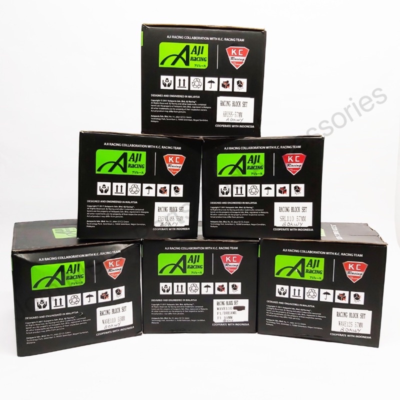 【AJI RACING】HONDA WAVE 125 Racing Cylinder Block Set (Size:55mm & 57mm ...