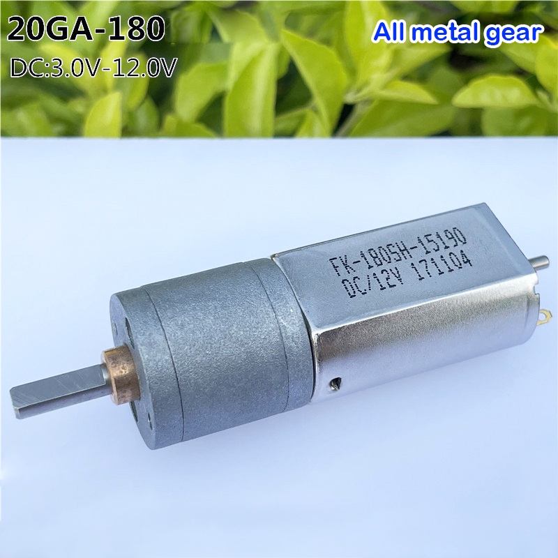 20GA-180 Geared Motor DC 3V-12V All Metal Gear Reducer Dual Output ...