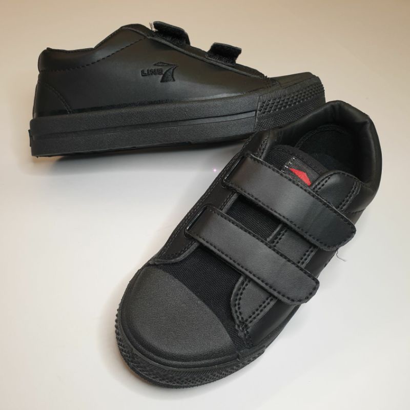 Line Seven Black School Shoe JL202 Primary School PVC+Canvas | Shopee ...