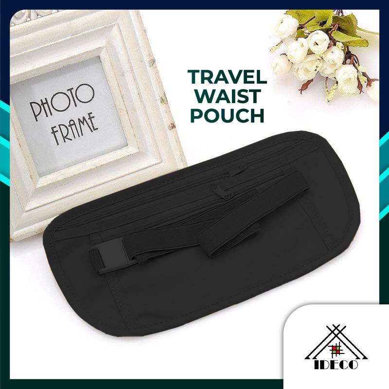 iDECO Travel Pouch Hidden Zip Waist Compact Security Money Waist Belt ...