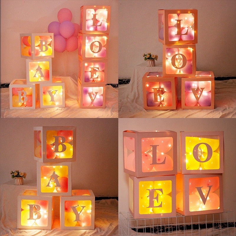 White Transparent Box With A-Z Letters Custom DIY Transparent Balloon ...