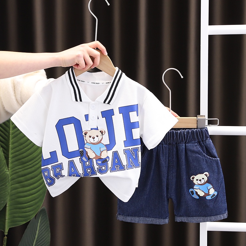 Summer Children Outing Clothes Baby Boy Girl Printed Bear Cartoon ...