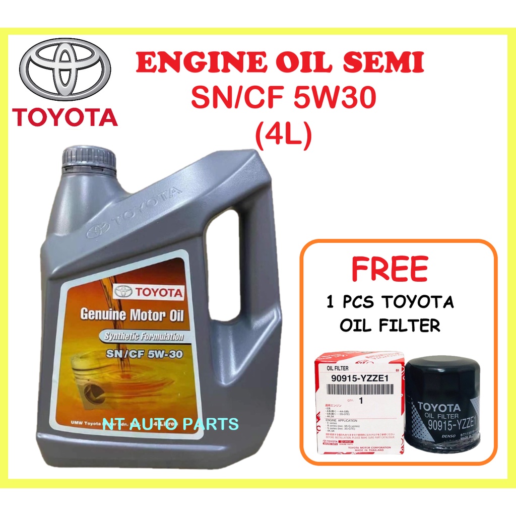 (COMBO SET)ORIGINAL Toyota Genuine Engine Oil 4Litre 5W-30 5W30 4L ...
