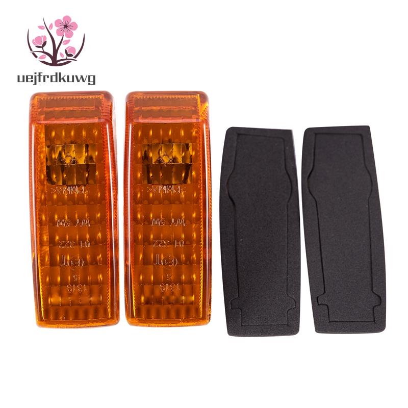 2Pcs Car Fender Turn Signal Light Indicator Repeater Lamp Cover Yellow ...