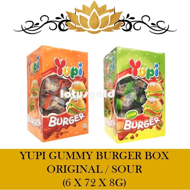 YUPI GUMMY BURGER BOX ORIGINAL/SOUR (6X72X8G) | Shopee Malaysia