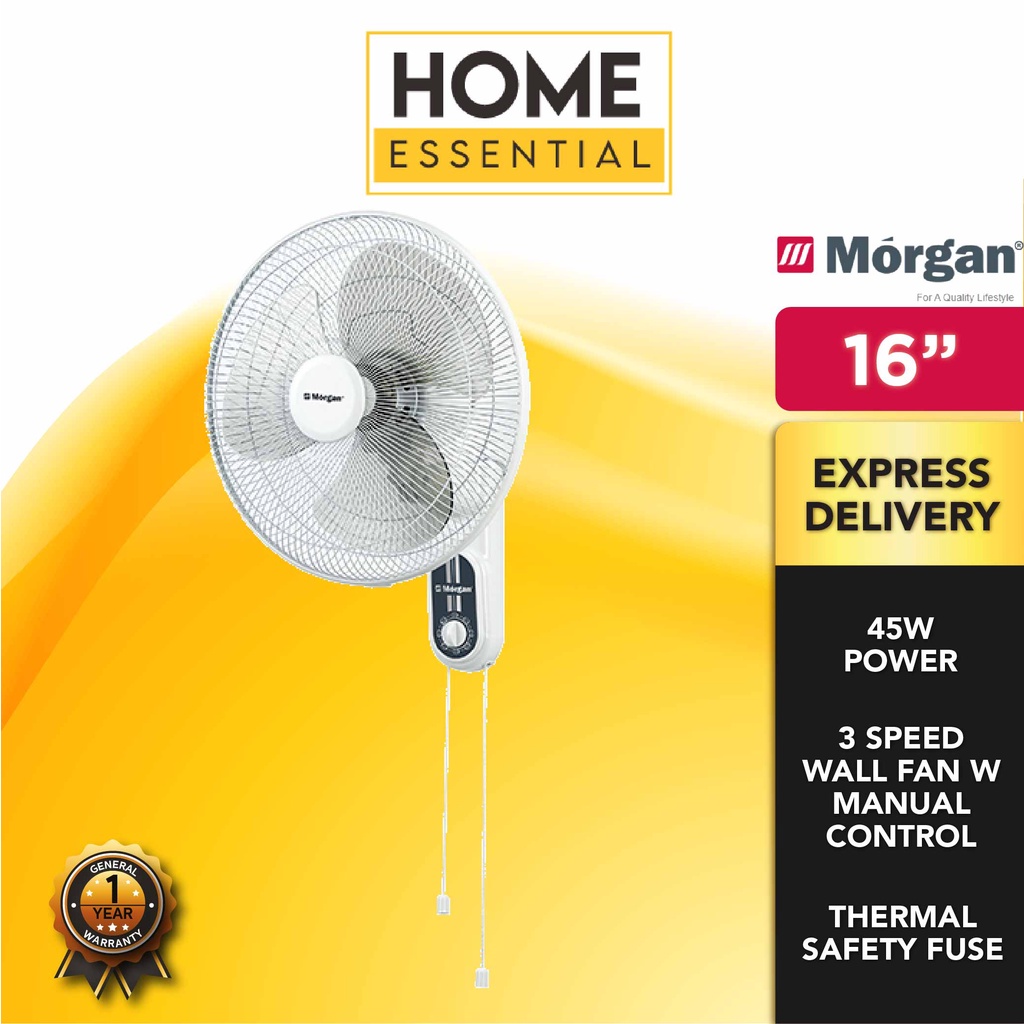 Morgan 16 Inch 3 Speed Wall Fan with Manual Control MWF-NC168MS ...