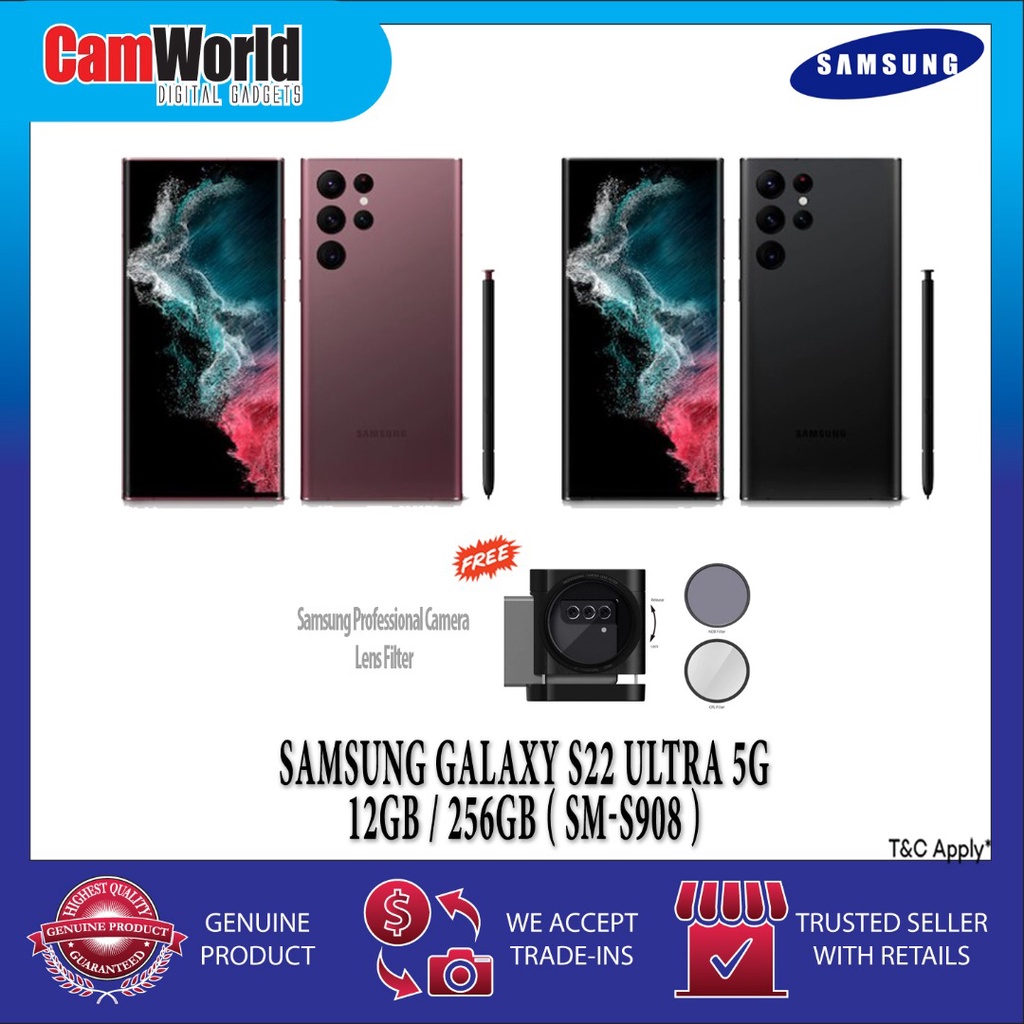 NEW Samsung Galaxy S22 Ultra 5G ( SM-S908 ) ( 12GB + 256GB ) With ...
