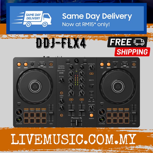 Pioneer DJ DDJ-FLX4 2-deck Rekordbox and Serato DJ Controller ( DDJ ...