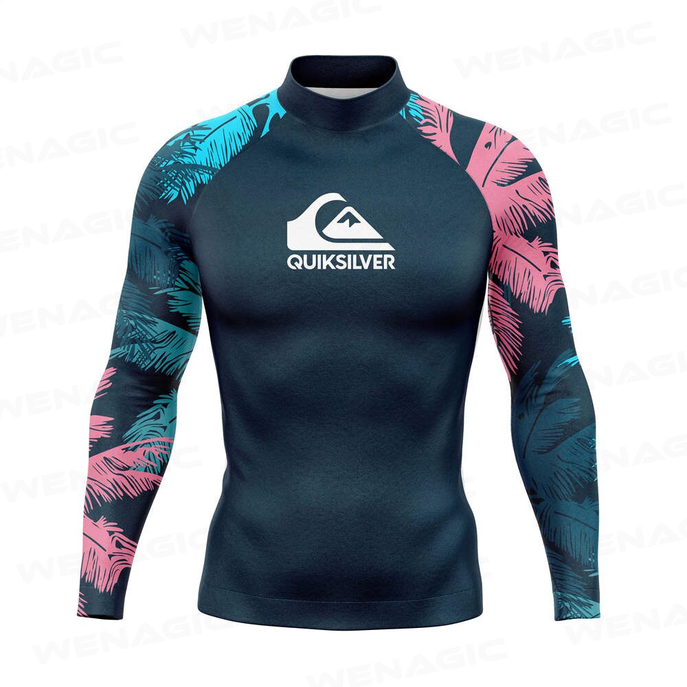Quiksilver Swimming T-shirt Swimsuit Men UV Protection Beach Rash Guard ...
