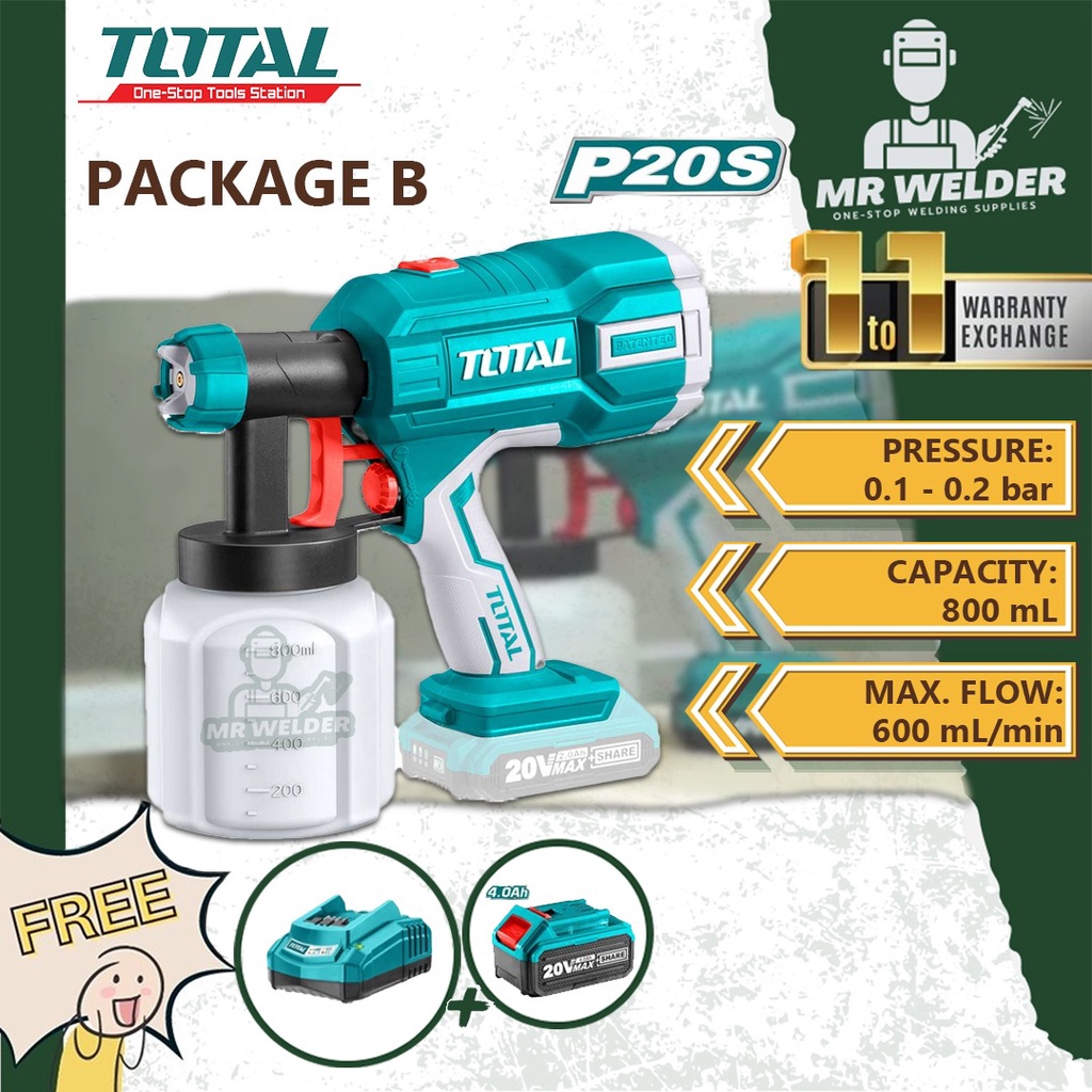 Total Li-ion Cordless Spray Gun Set (20V) TSGLI2001 | TOTAL TSGLI2001 ...