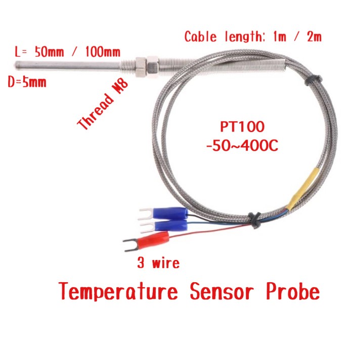 Sensor Rtd Pt-100 Pt100 Wiring 3 Wire Drat M8 Probe 50mm 5cm | Shopee ...