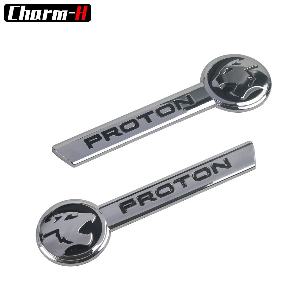 A Pair 3D Metal PROTON Letter Logo Car Auto Fender Side Emblem Sticker ...