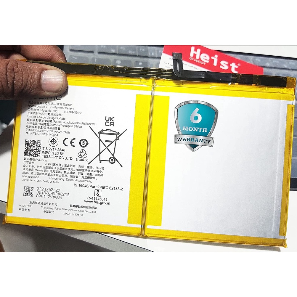 Realme Pad 10.4 RMP2102 2021 Battery BLT001 Bateri 7100mah RMP 2102 BL ...