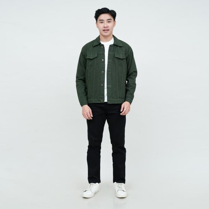 HIJAU New!!!cuff Men's Jeans Jacket Crunk Pattern Dark Green Denim ...