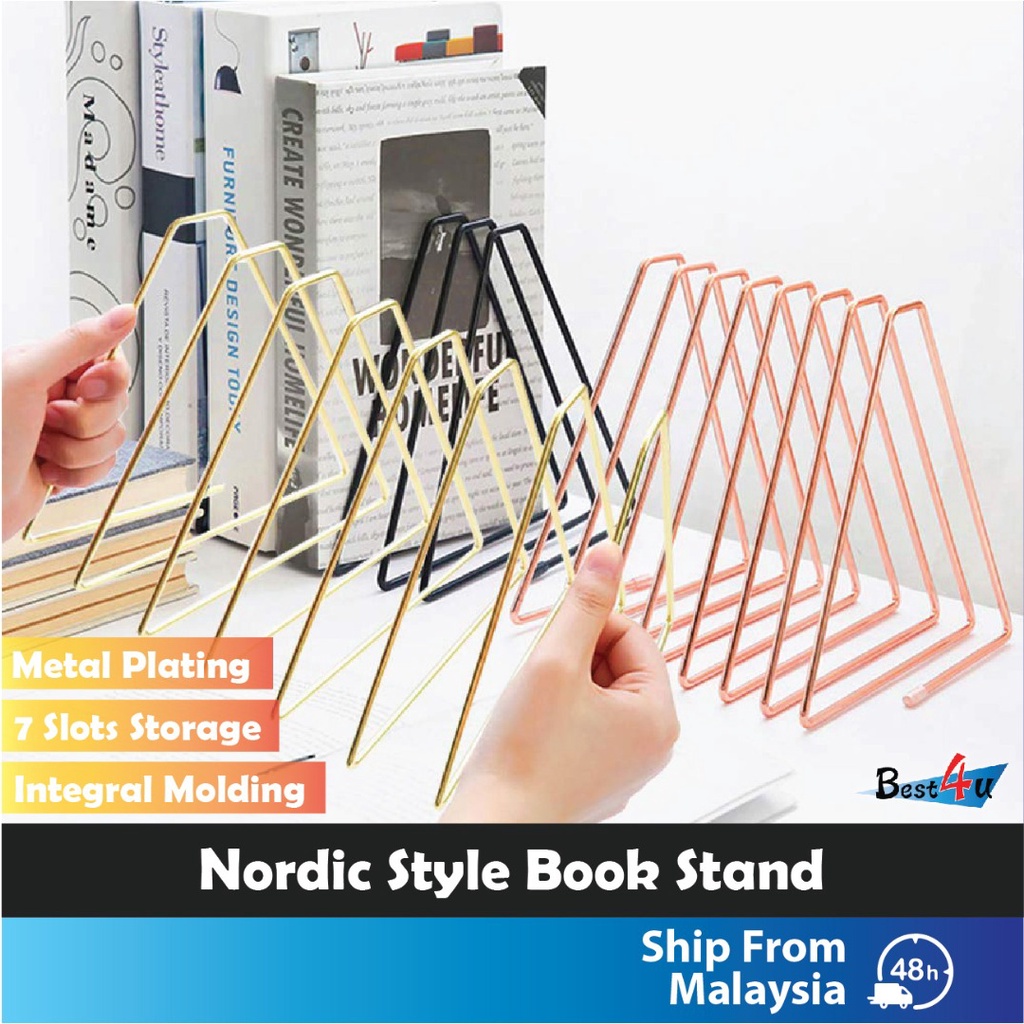 BEST4U Nordic Style Triangle Metal Bookcase | Premium Iron Minimalist ...