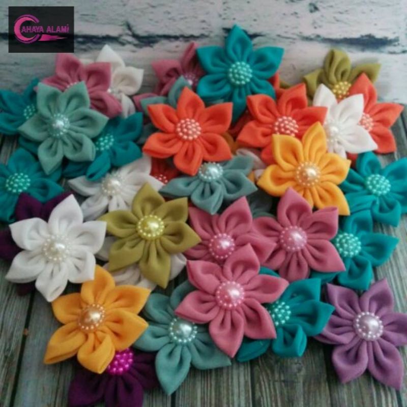 🇲🇾 Brooch Pin Bunga Kain 6 kelopak Comel Cute Premium Quality Homemade ...