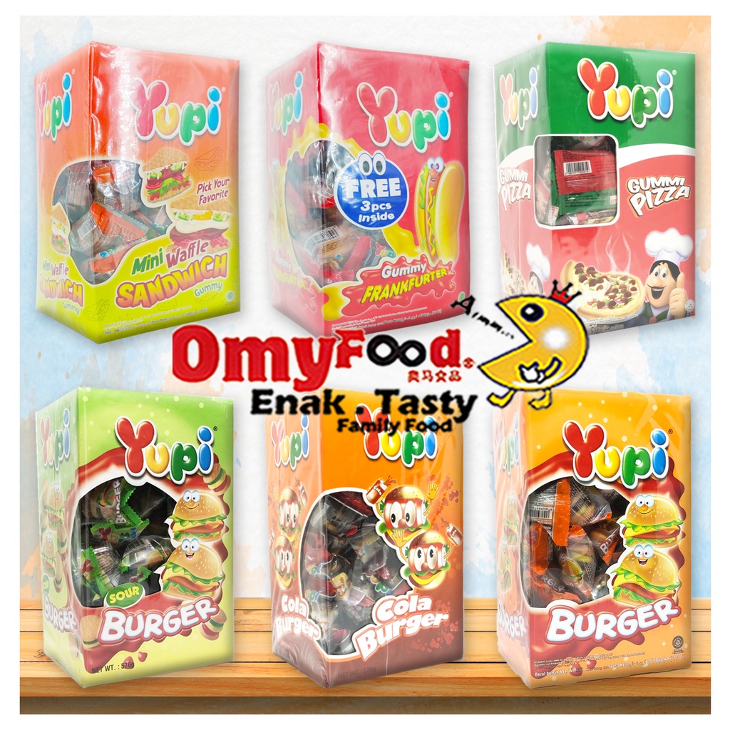 7.5g x 72pcs Yupi Mini Gummy [Sandwich/ Frankfurter/ Pizza/ Sour Burger ...