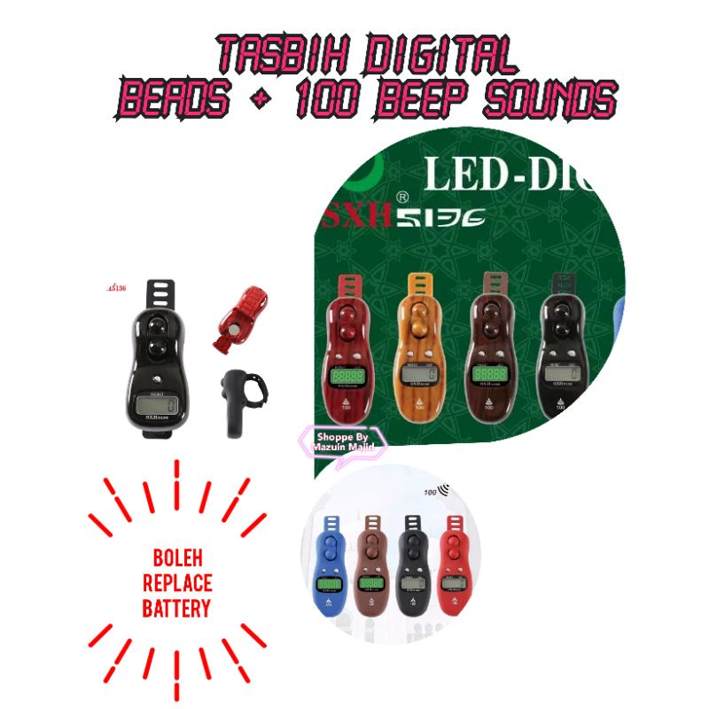 Tasbih LED Beep Ring Mini Beads Sound Finger Counter Digital Wedding ...