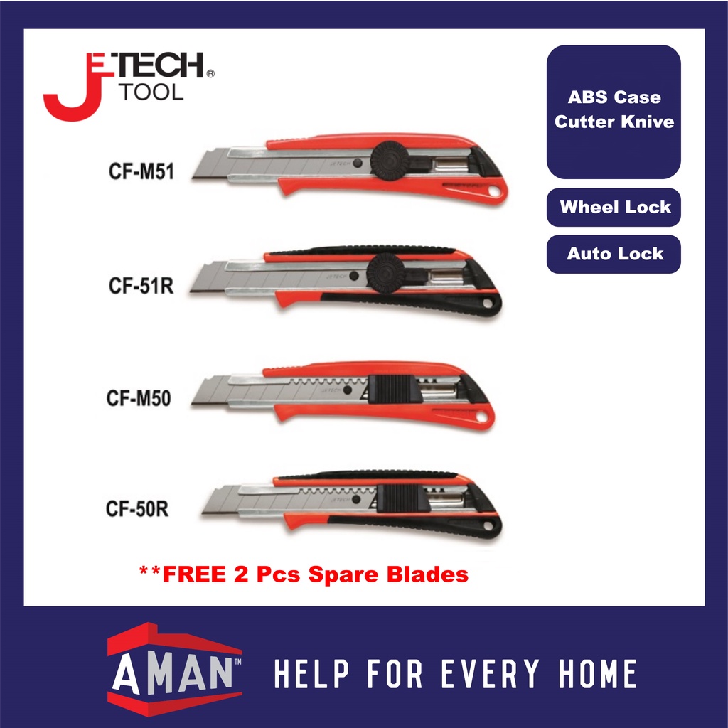 JETECH Wheel Lock Auto Lock Softgrip Cutter Knife 18mm | Shopee Malaysia