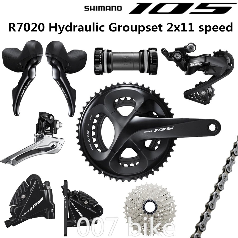 Shimano 105 ST-R7020 BR-R7070 STI Hydraulic Disc Brakes 2x11-12 speed ...