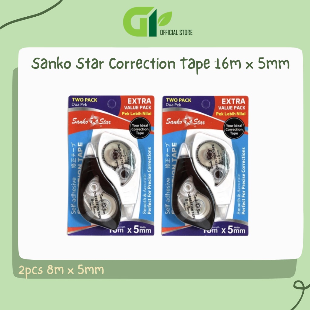 [GY Office] Sanko Star Correction Tape 16m x 5mm Extra Value Pack SKS ...