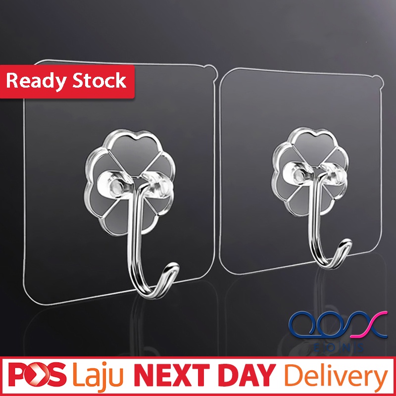 WATERPROOF 💖 Self Adhesive Wall Hanger Stainless Steel Hook Multi Usage ...
