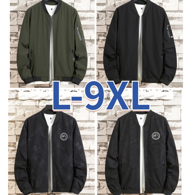 L-9XL Plus size Jaket Zip Bomber Jaket Plus Fat Big Jacket Loose Style Collar Windproof ...