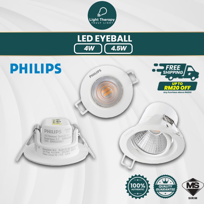 Philips LED Eyeball 4w/4.5w SL201 Recessed Spotlight Ceiling Light ...