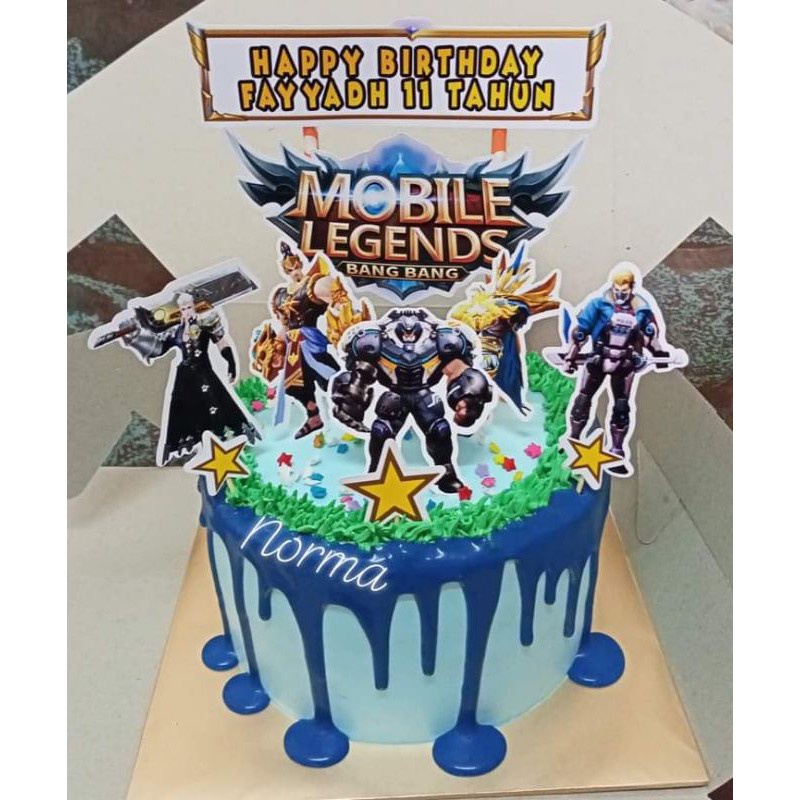 [CUSTOM NAME] Happy Birthday Cake Topper Mobile Legend ML Decoration ...