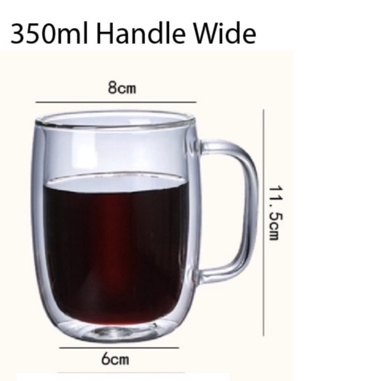 (Ready Stock)Coffee Espresso Tea Double Wall Borosilicate Glass Cup Mug Handle 80ml 150ml 250ml ...