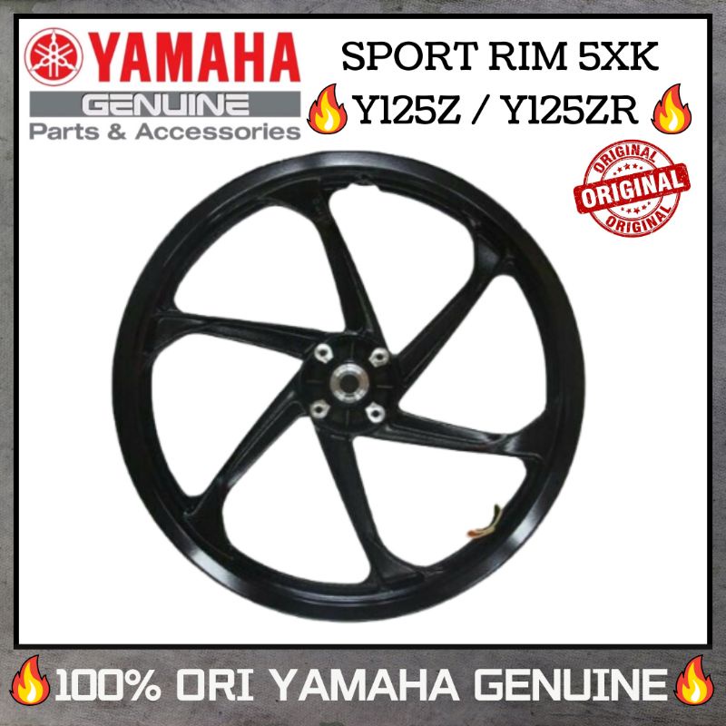 SPORTRIM 6 SPOKE SPORT RIM 6 BATANG CAST WHEEL FRONT REAR SET BLACK HITAM RIM YAMAHA 125Z Y125Z ...