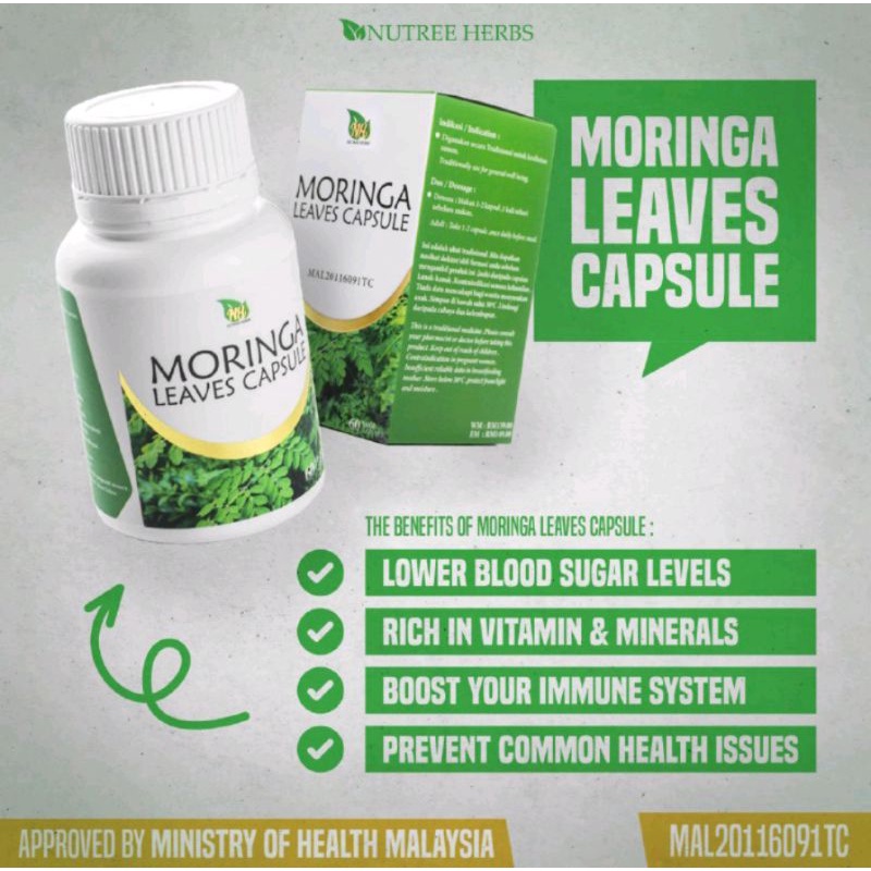 Nutree Herbs Capsule Moringa Oleifera Kapsul Kelor 💯 Original from HQ ...
